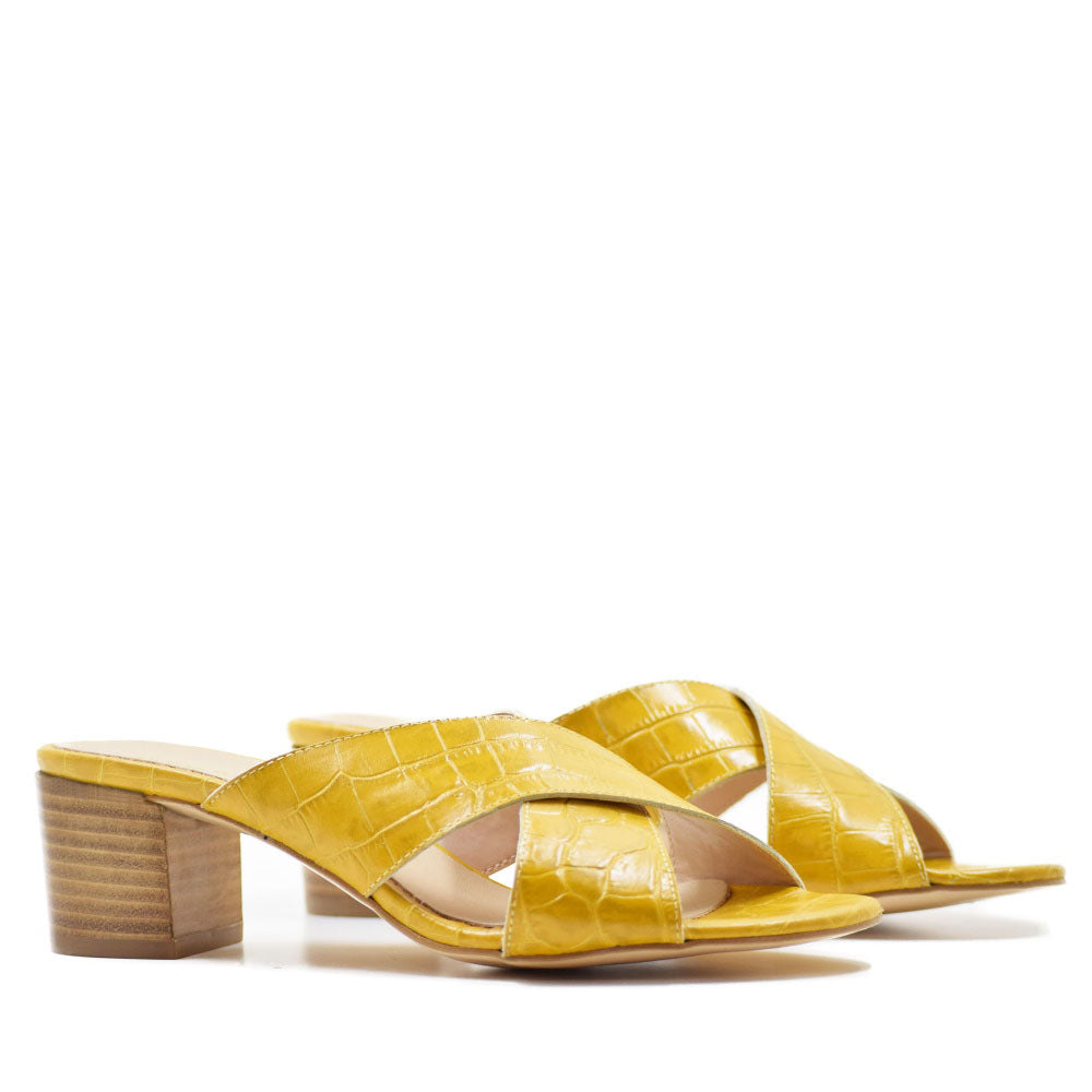 Sandalia 1878 Piel Coco Amarillo – Helene Rouge