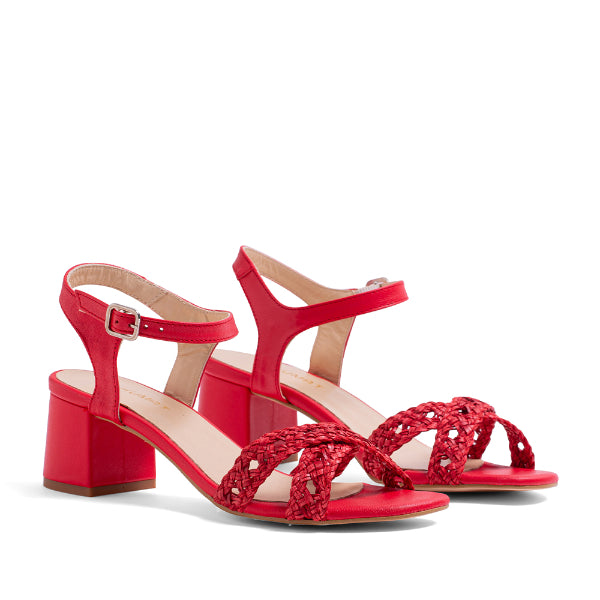 Sandalia 9 Piel Mestizo Rojo – Helene Rouge